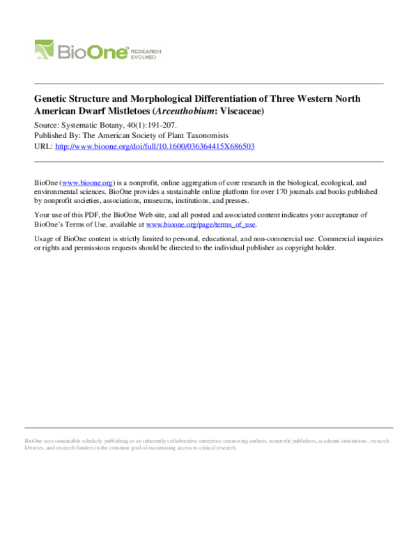(PDF) Genetic Structure and Morphological Differentiation of Three ...