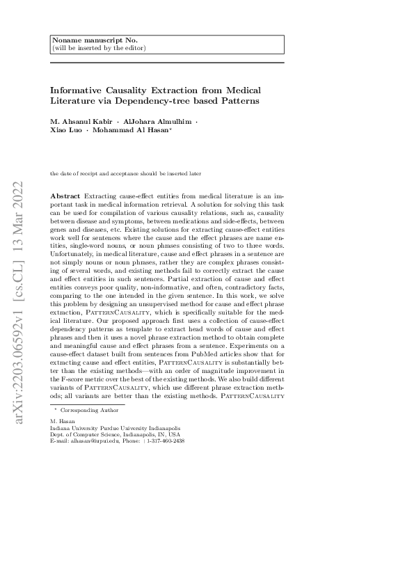 Pdf Informative Causality Extraction From Medical Literature Via