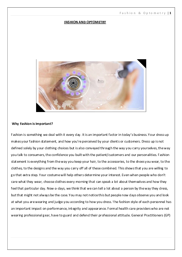(PDF) Fashion and optometry
