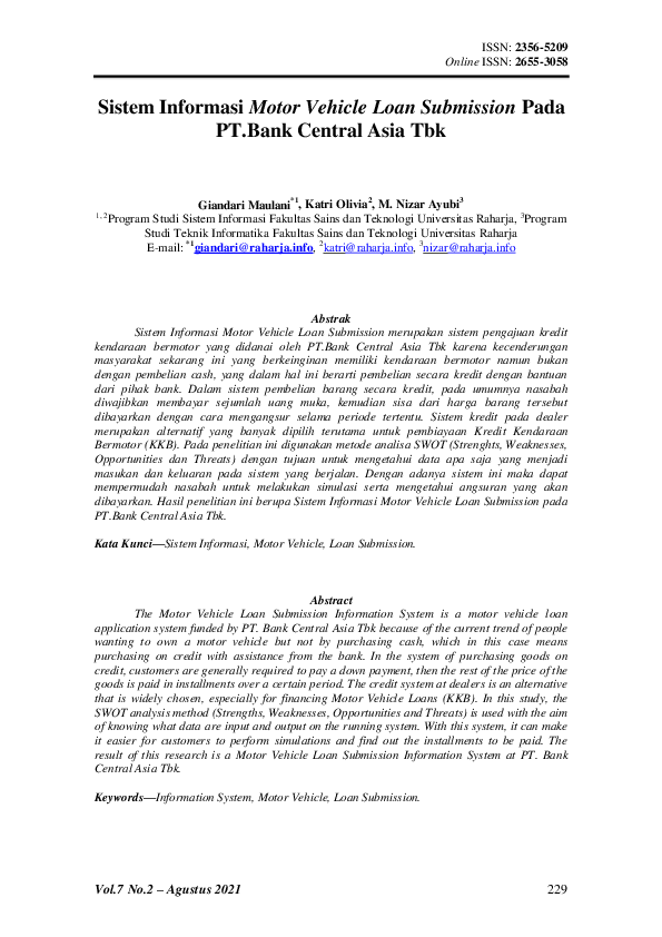 (PDF) Sistem Informasi Motor Vehicle Loan Submission Pada PT.Bank ...