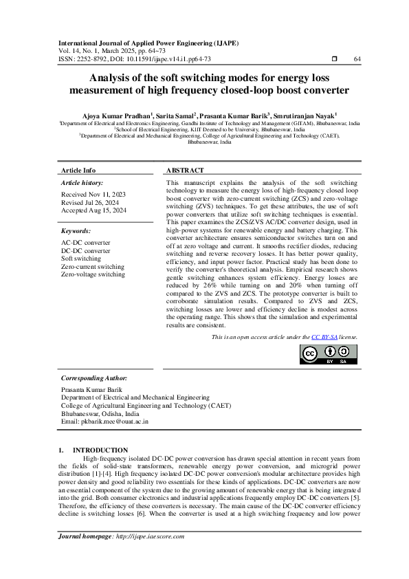 (PDF) Analysis of the soft switching modes for energy loss measurement ...