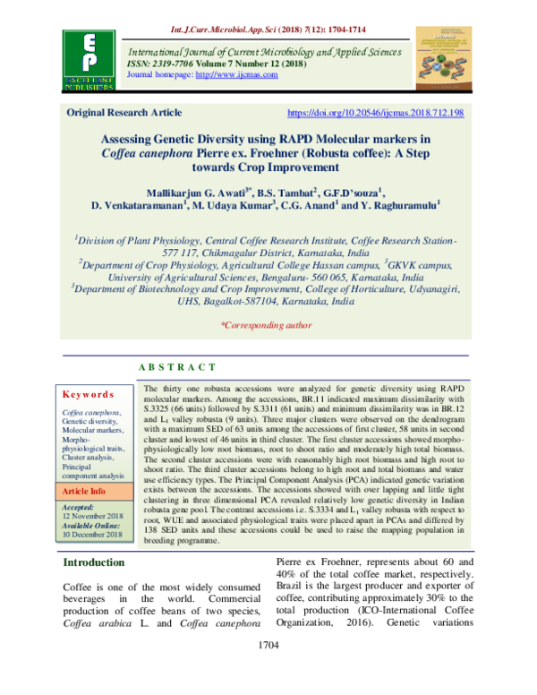 (PDF) Assessing Genetic Diversity using RAPD Molecular markers in ...