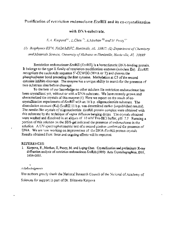 (PDF) Purification of Restriction Endonuclease EcoRII and its Co ...
