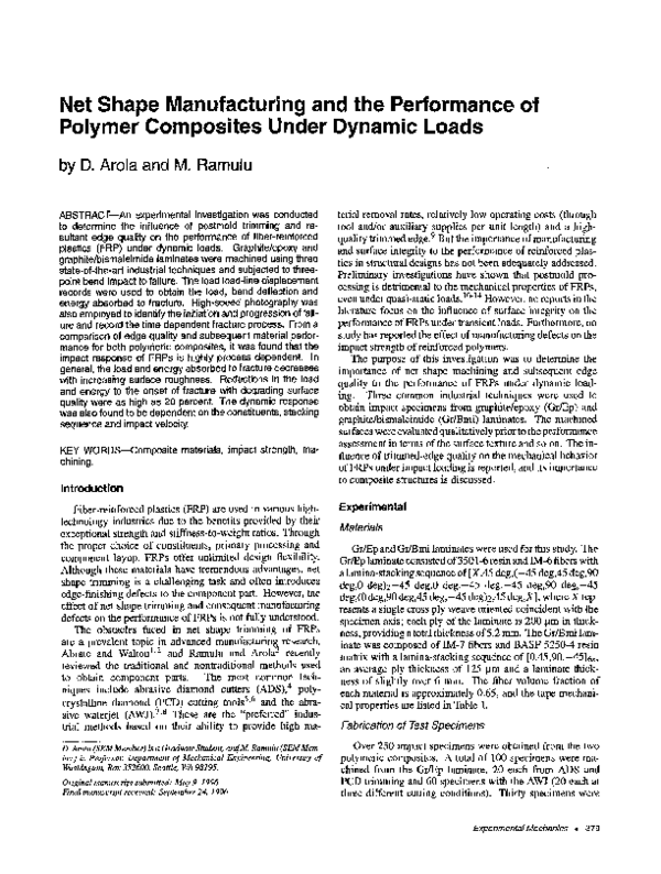 (PDF) Net shape manufacturing and the performance of polymer composites ...