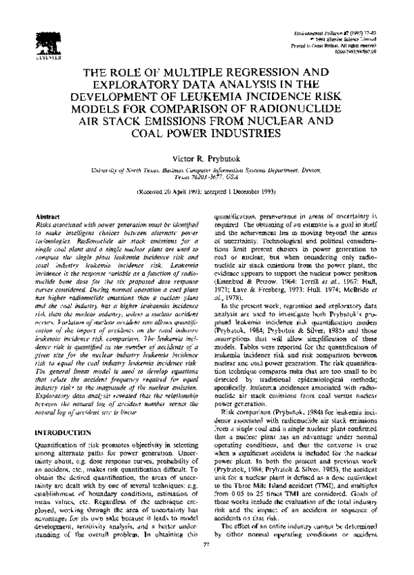 Pdf The Role Of Multiple Regression And Exploratory Data Analysis In The Development Of