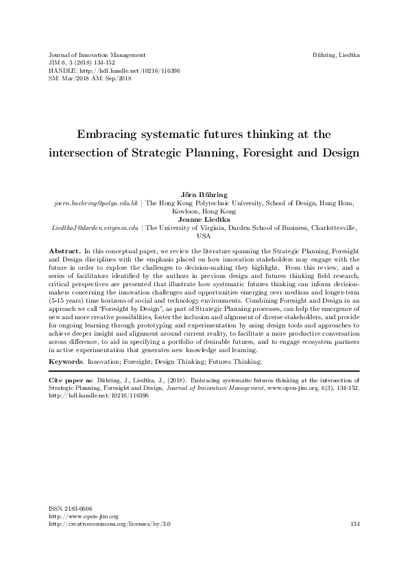 (PDF) Embracing systematic futures thinking at the intersection of Strategic Planning, Foresight ...