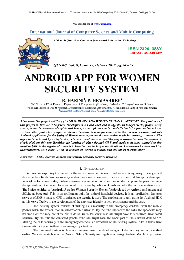 (PDF) Android App for Women Security System