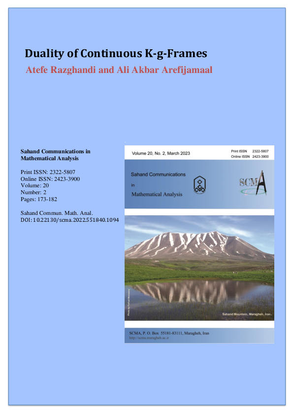 (PDF) Duality of Continuous K-g-Frames