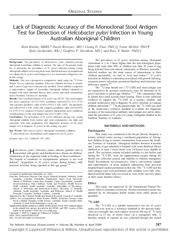 (PDF) Lack of Diagnostic Accuracy of the Monoclonal Stool Antigen Test ...
