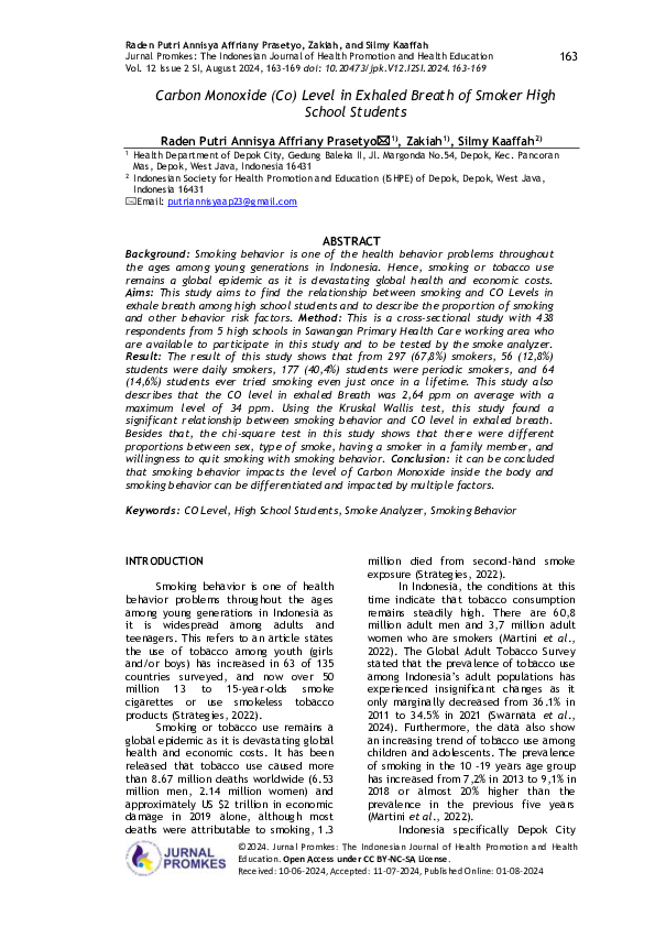 (PDF) Carbon Monoxide (Co) Level in Exhaled Breath of Smoker High ...