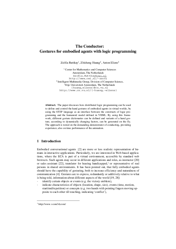 (PDF) The conductor: Gestures for embodied agents with logic programming