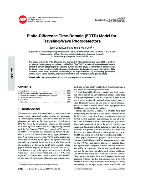 (PDF) Finite-Difference Time-Domain (FDTD) Model for Traveling-Wave ...