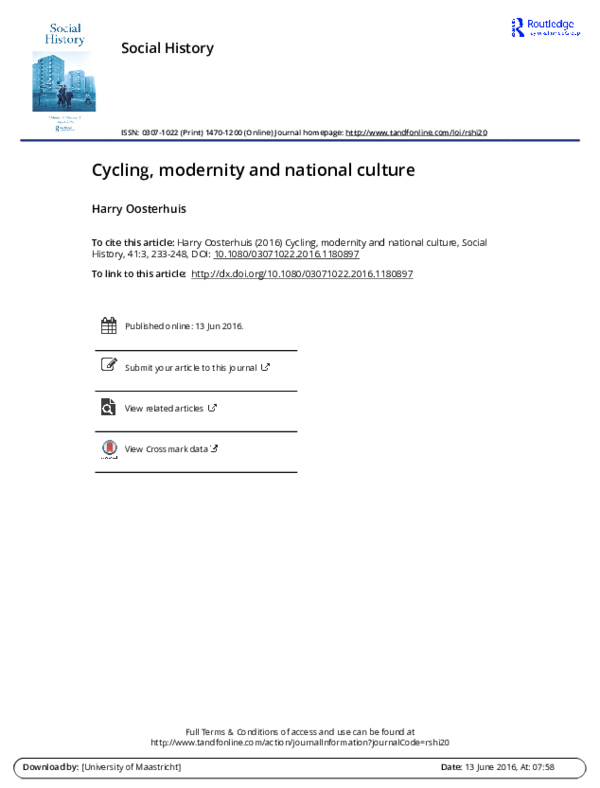 (PDF) Cycling, modernity and national culture