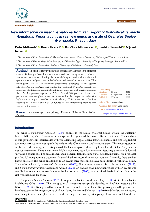 (PDF) New information on insect nematodes from Iran: report of ...