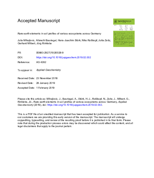 (PDF) Rare earth elements in soil profiles of various ecosystems across ...