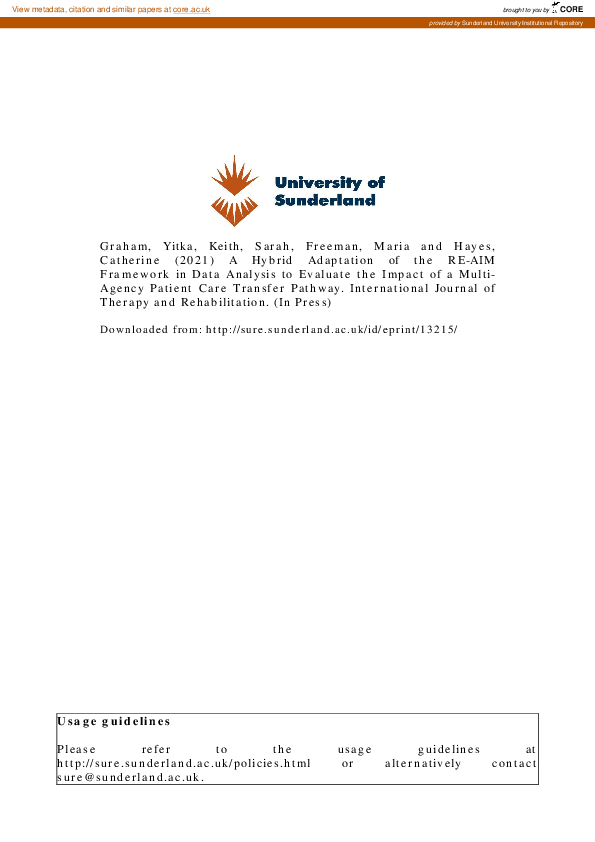 Pdf A Hybrid Adaptation Of The Re Aim Framework In Data Analysis To Evaluate The Impact Of A