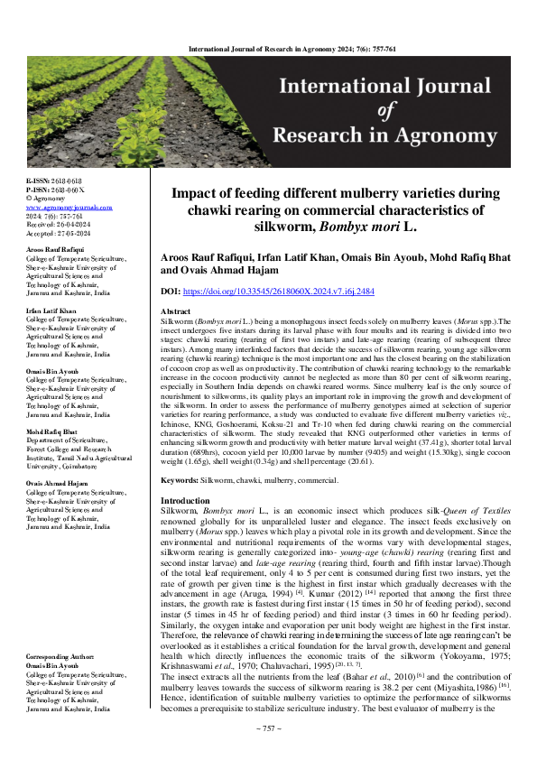 (PDF) Impact of feeding different mulberry varieties during chawki ...