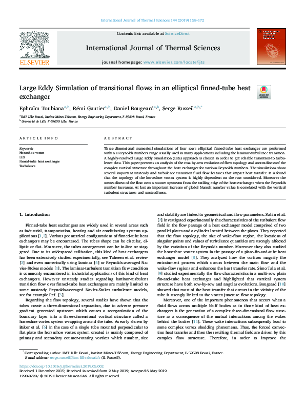 (PDF) Large Eddy Simulation of transitional flows in an elliptical ...