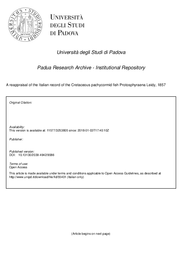 (PDF) A reappraisal of the Italian record of the Cretaceous pachycormid ...