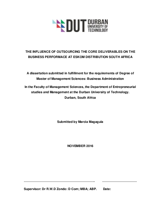 (PDF) The influence of outsourcing the core deliverables on the ...