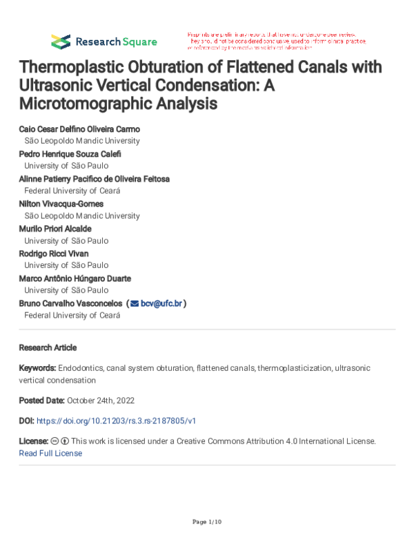 (PDF) Thermoplastic Obturation of Flattened Canals with Ultrasonic ...