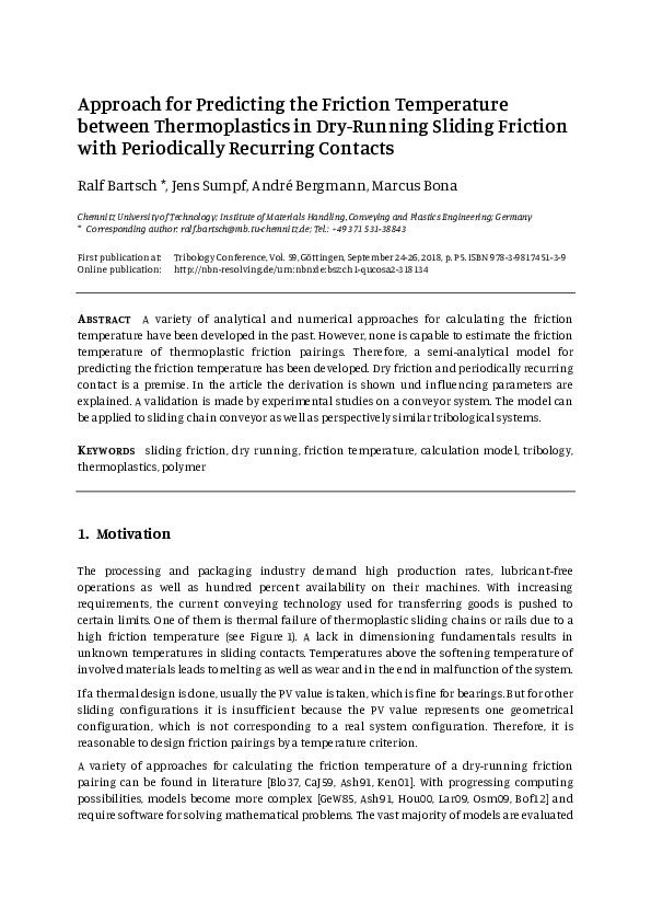 (PDF) Approach for Predicting the Friction Temperature between Thermoplastics in Dry-Running ...