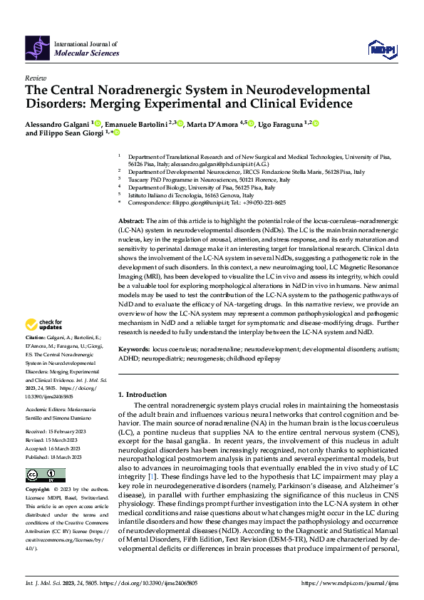 (PDF) The Central Noradrenergic System in Neurodevelopmental Disorders: Merging Experimental and ...