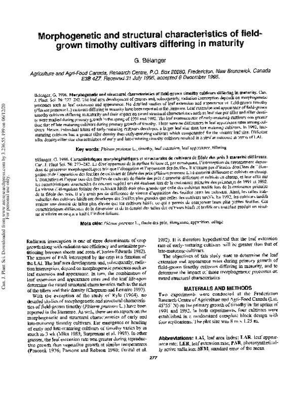 (PDF) Morphogenetic and structural characteristics of field-grown timothy cultivars differing in ...