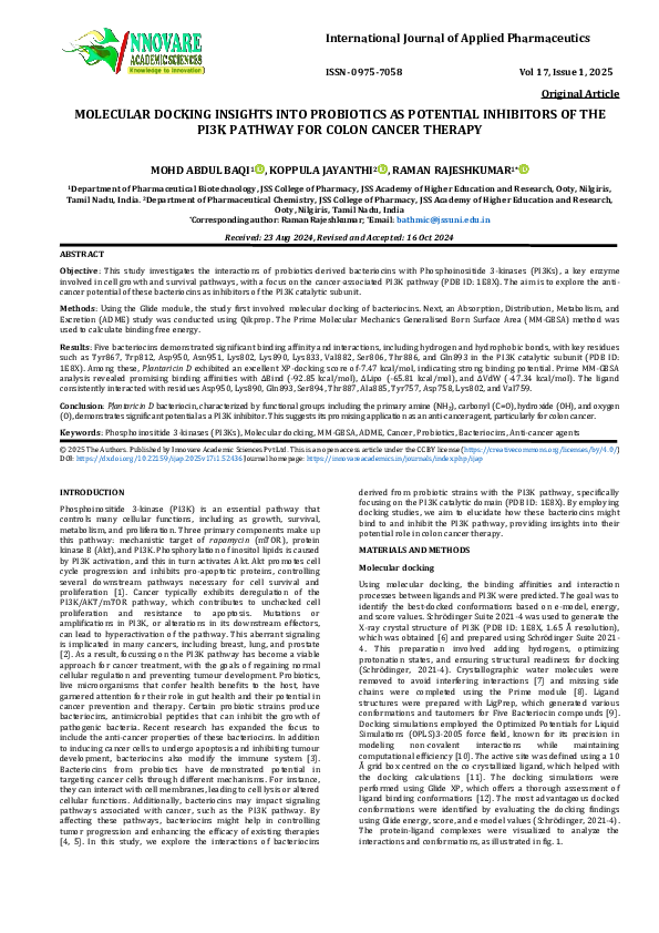 (PDF) MOLECULAR DOCKING INSIGHTS INTO PROBIOTICS AS POTENTIAL ...