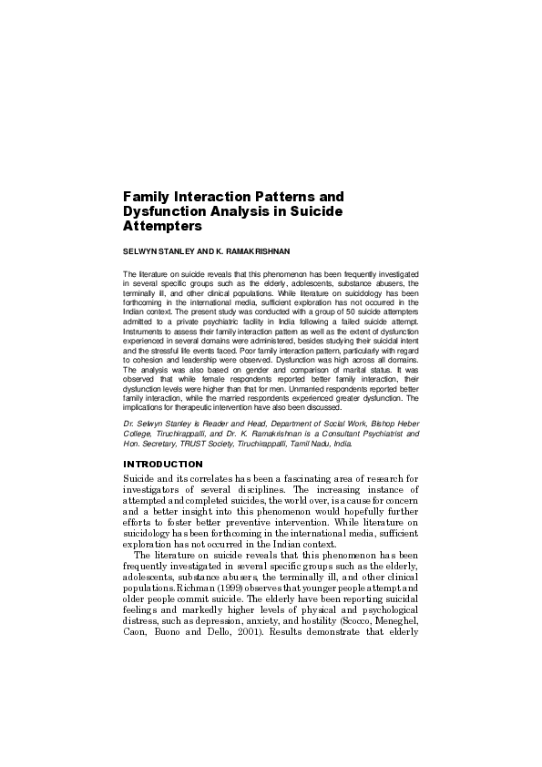 (PDF) Family interaction patterns and dysfunction analysis in suicide ...