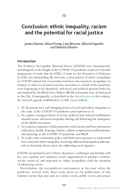 (PDF) Conclusion: ethnic inequality, racism and the potential for ...