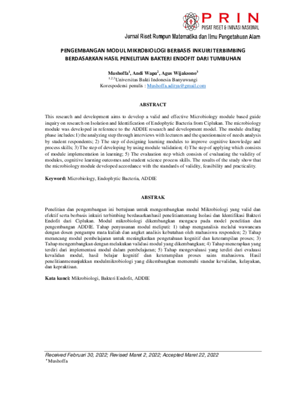 (PDF) Pengembangan Modul Mikrobiologi Berbasis Inkuiri Terbimbing ...