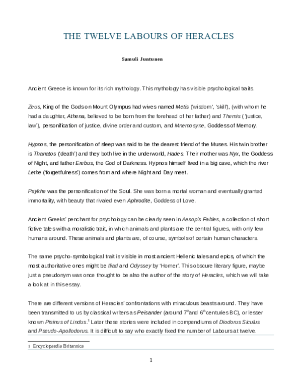 (PDF) THE LABOURS OF HERACLES