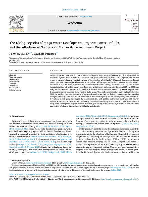(PDF) The Living Legacies of Mega Water-Development Projects: Power ...