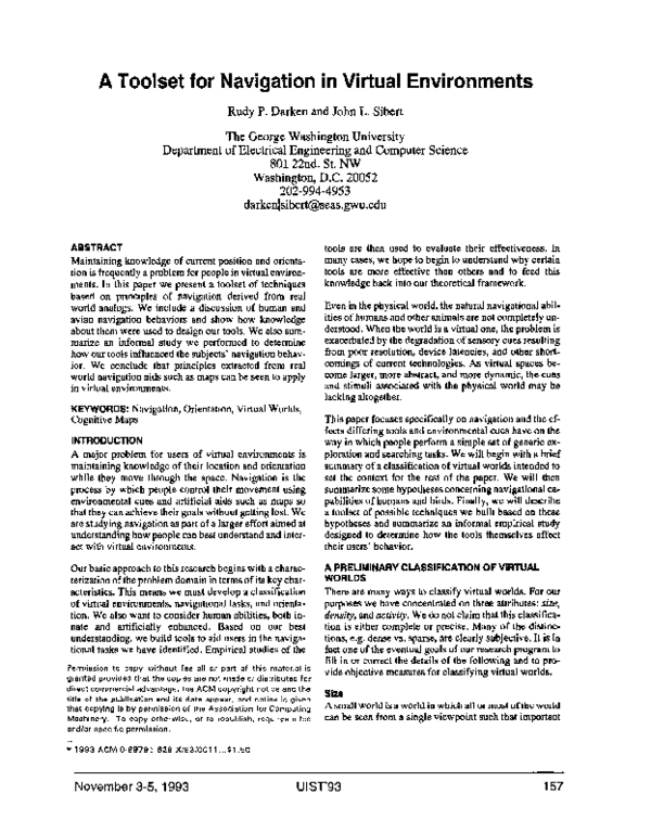 (PDF) A toolset for navigation in virtual environments