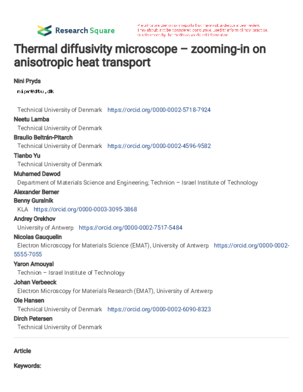 (PDF) Thermal diffusivity microscope – zooming-in on anisotropic heat ...