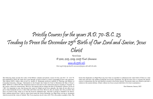 (PDF) Priestly Courses for the years A.D. 70-B.C. 23 Tending to Prove ...
