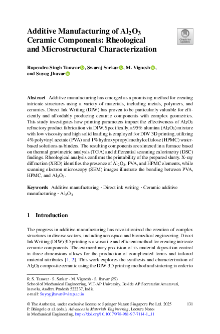 (PDF) Additive Manufacturing of Al 2 O 3 Ceramic Components: Rheological and Microstructural ...