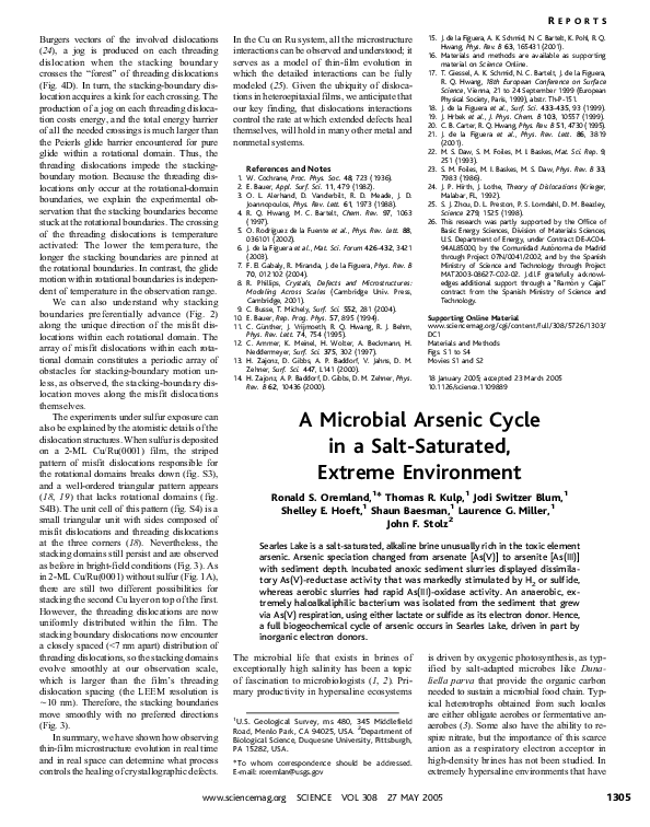 (PDF) A Microbial Arsenic Cycle in a Salt-Saturated, Extreme Environment