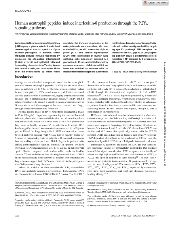 (PDF) Human neutrophil peptides induce interleukin-8 production through ...