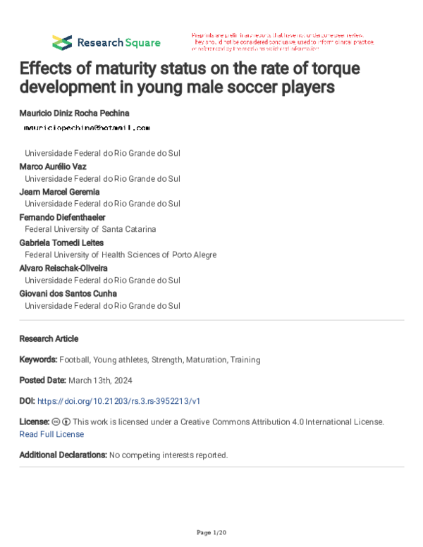 (PDF) Effects of maturity status on the rate of torque development in ...