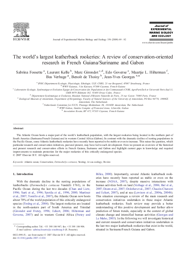 (PDF) The world's largest leatherback rookeries: A review of ...