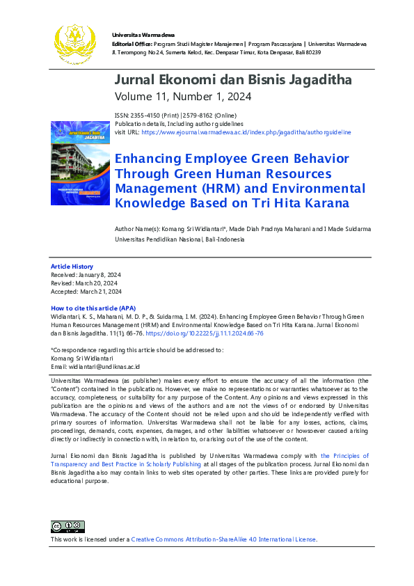 (PDF) Enhanching Employee Green Behavior Through Green Human Resources ...