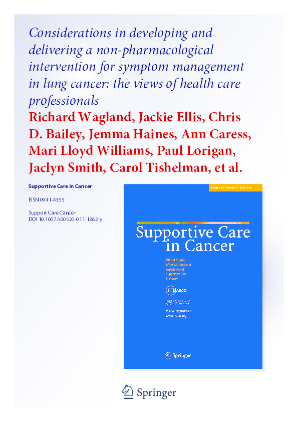 (PDF) Considerations in developing and delivering a non-pharmacological intervention for symptom ...