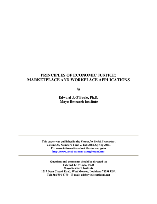 (PDF) Principles of economic justice: Marketplace and workplace ...