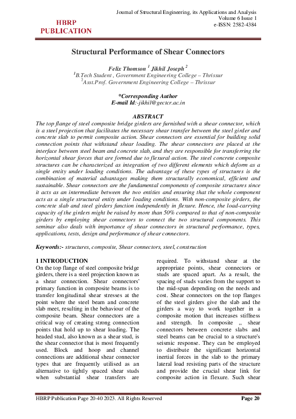 (PDF) Structural Performance of Shear Connectors