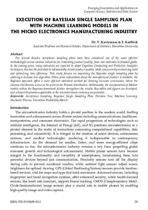 (PDF) EXECUTION OF BAYESIAN SINGLE SAMPLING PLAN WITH MACHINE LEARNING MODELS IN THE MICRO ...