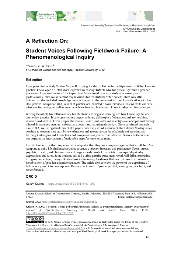 (PDF) A Reflection On: Student Voices Following Fieldwork Failure: A ...