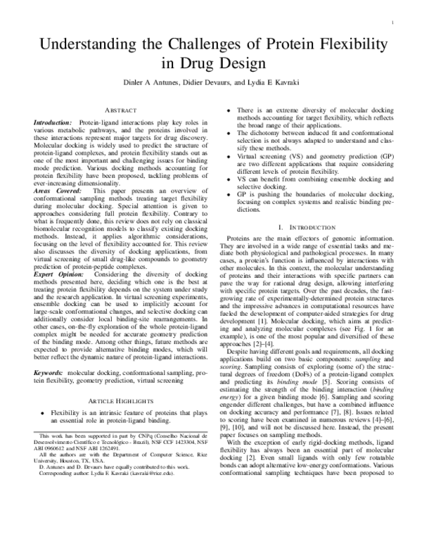 (PDF) Understanding the challenges of protein flexibility in drug design