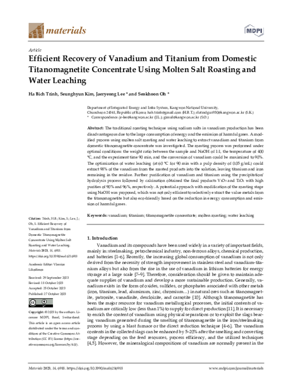 (PDF) Efficient Recovery of Vanadium and Titanium from Domestic ...